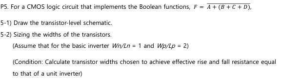 p5 for a cmos logic circuit that implements the boolean functions f ...