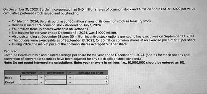 On December 31, 2023, Berclair Incorporated had 540 million shares of ...