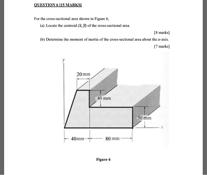 SOLVED: QUESTION 6[15 MARKS] For the cross-sectional area shown in Figure 6 (a) Locate the ...