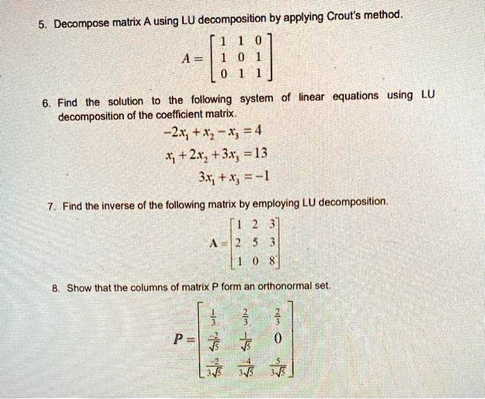 Solving System Of Linear Equations Using Lu Decomposition Tessshebaylo