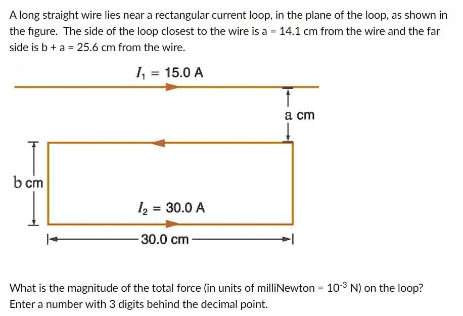 SOLVED: Along a straight wire lies near a rectangular current loop, in the plane of the loop, as ...