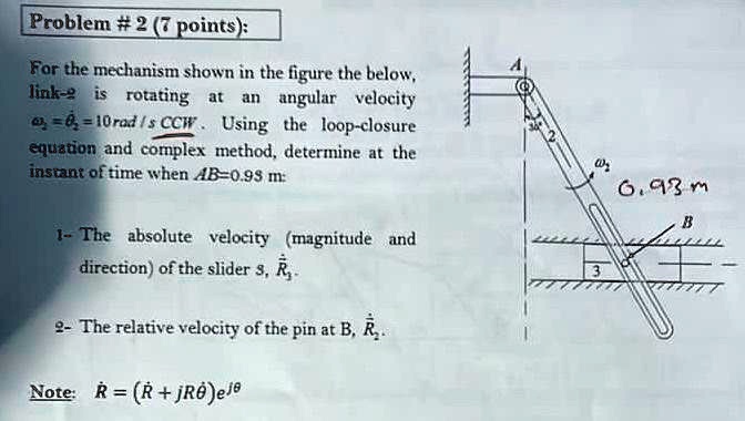 SOLVED: Problem #27 Points For the mechanism shown in the figure below, link A is rotating at an ...
