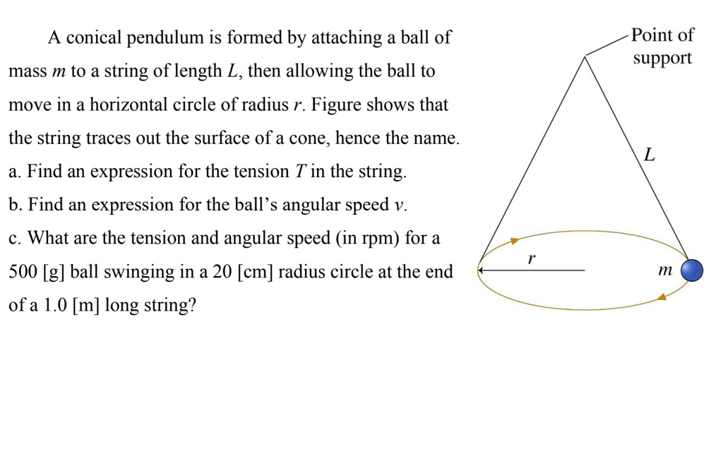 SOLVED: conical pendulum is formed by attaching a ball of mass m to a ...