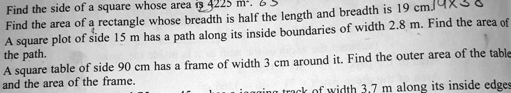 'a square plot of side 15 metre has a path along inside boundaries of ...