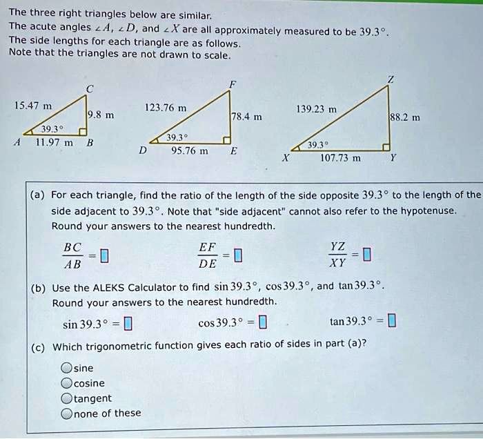 The three right triangles below are similar: The acute angles Î¸, D ...