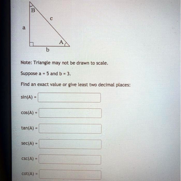 note triangle may not be drawn to scale suppose a 5 and b 3 find an ...