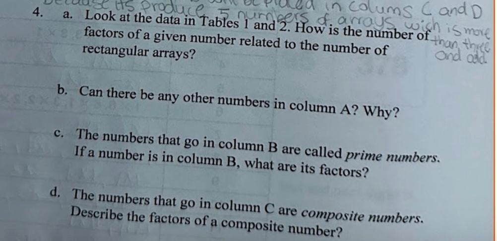 SOLVED: a. Look at the data in Tables factors of a given number 1 and 2. How is the number of ...