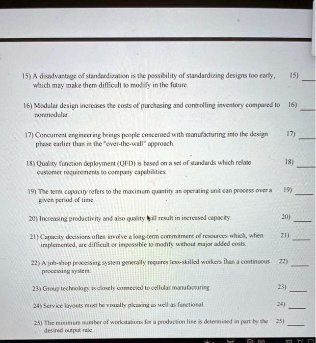 15 a disadvantage of standardization is the possibility of ...