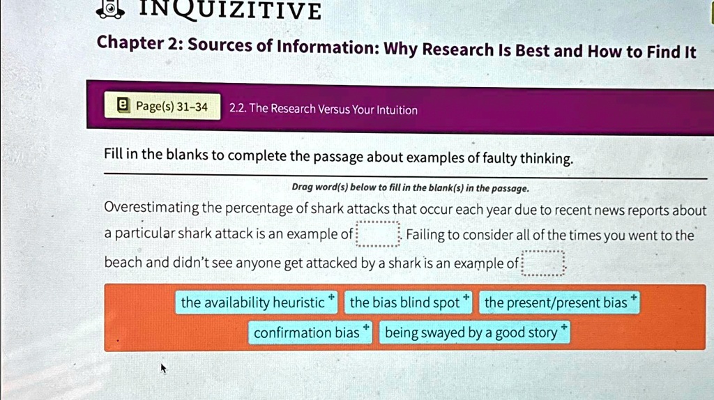 INQUIZITIVE Chapter 2: Sources of Information: Why Research Is Best and How to Find It 2.2. The ...