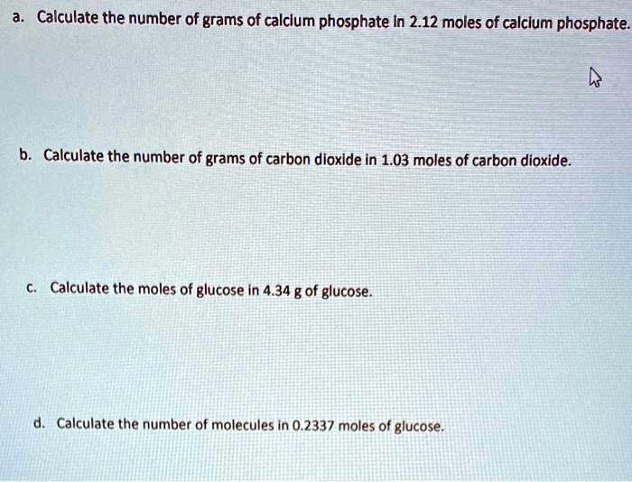 SOLVED: Calculate the number of grams of calcium phosphate in 2.12 ...