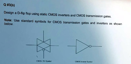 Q #3(b) Design a D-flip flop using static CMOS inverters and CMOS ...