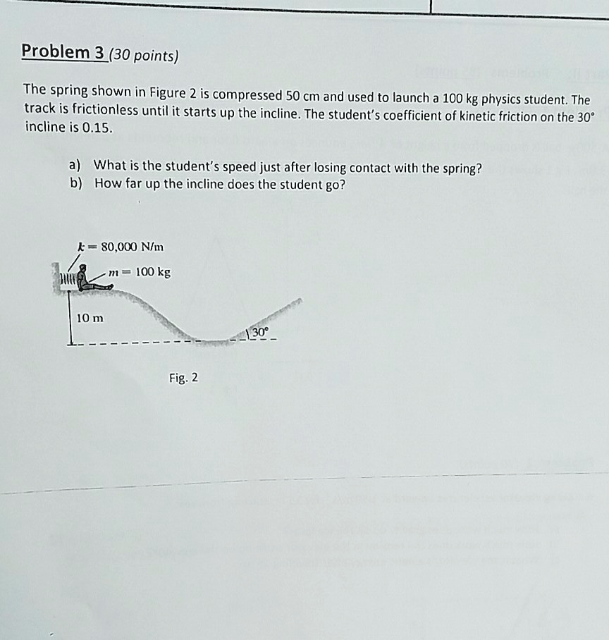 Problem 3 (30 points) The spring shown in Figure 2 is compressed 50 cm ...