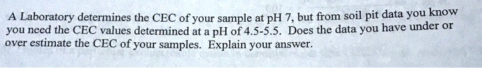 SOLVED: A Laboratory determines the CEC of your sample at pH 7, but ...