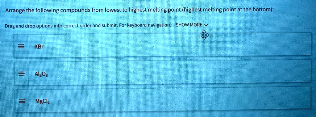 Arrange the following compounds from lowest to highest...