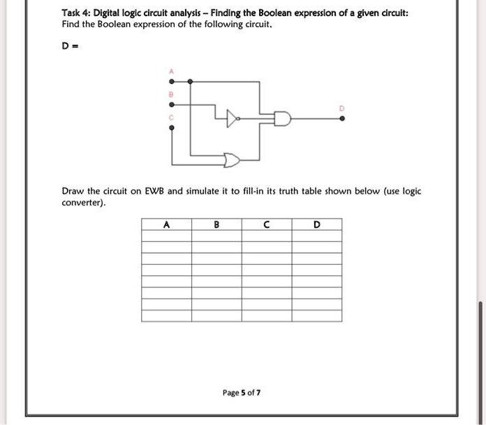 task 4 digital loglc circuit analysis finding the boolean expression of ...