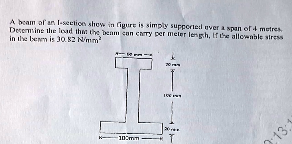 a beam of an i section show in figure is simply supported over a span ...