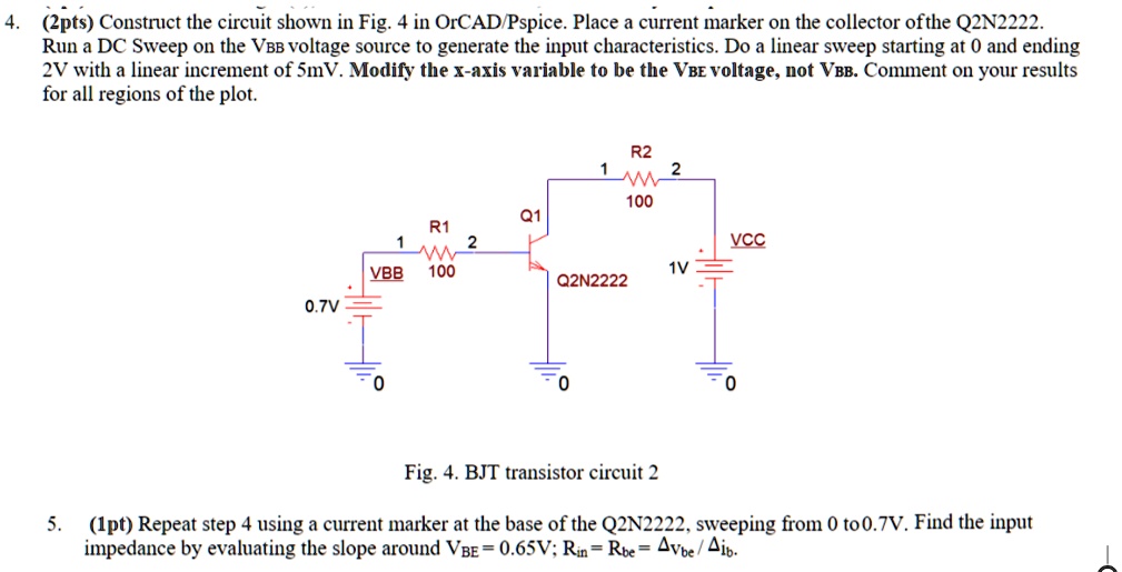 SOLVED: Solve using OrCAD/Pspice (2pts) Construct the circuit shown in Fig. 4 in OrCAD/Pspice ...