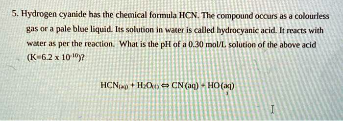 hydrogen cyanide has the chemical formula hcn the compound occurs as ...