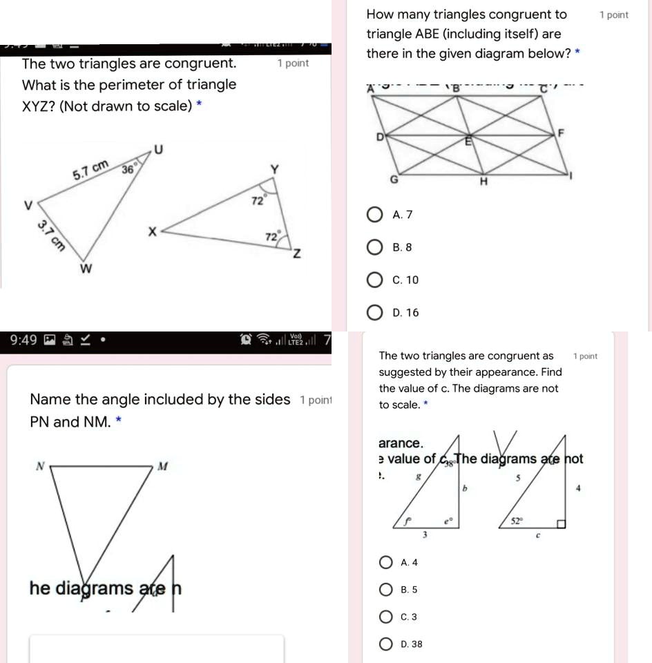 How many triangles congruent to triangle ABE (including itself) are ...