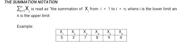 SOLVED: THE SUMMATION NOTATION ∑i=1^n Xi is read as "the summation of Xi from i=1 to i=n, where ...