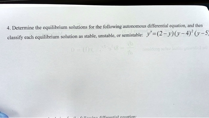 4. Determine the equilibrium solutions for the following autonomous differential equation, and ...