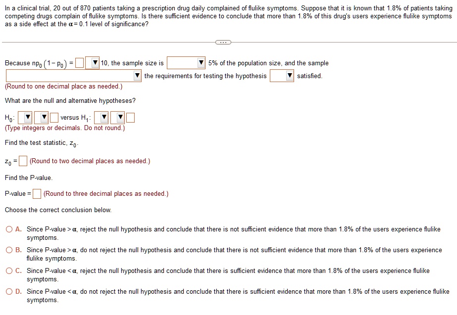 SOLVED: Drow down menu options for first statement: 1. =, >, ≠