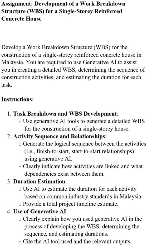 [GET ANSWER] assignment development of a work breakdown structure wbs ...