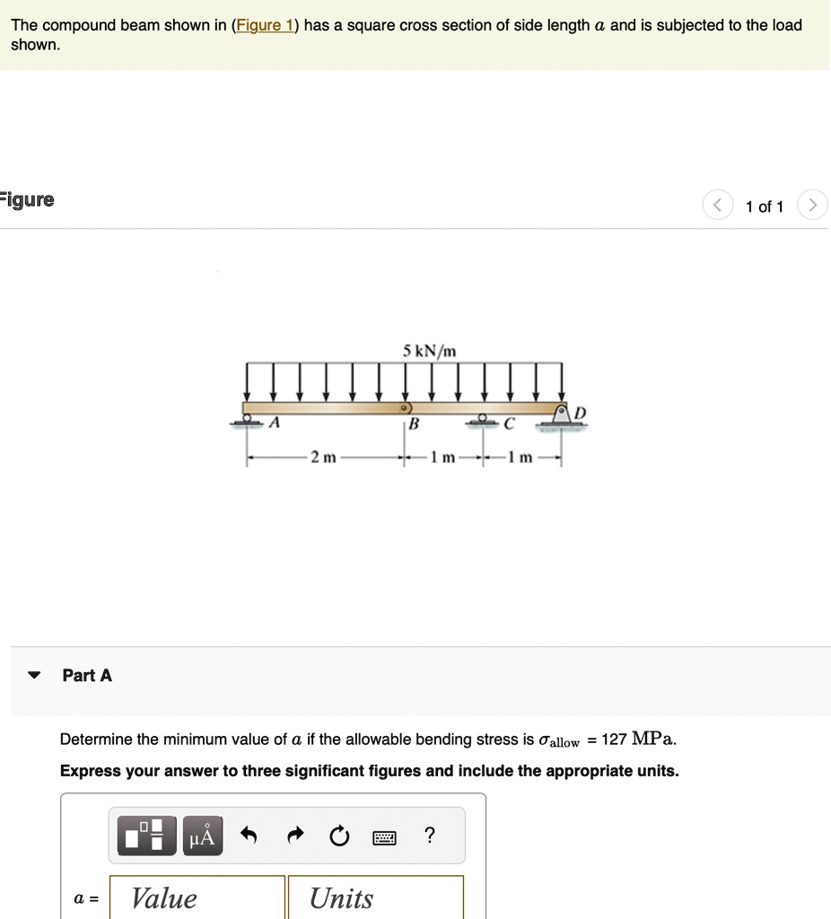 the compound beam shown in figure 1 has a square cross section of side ...