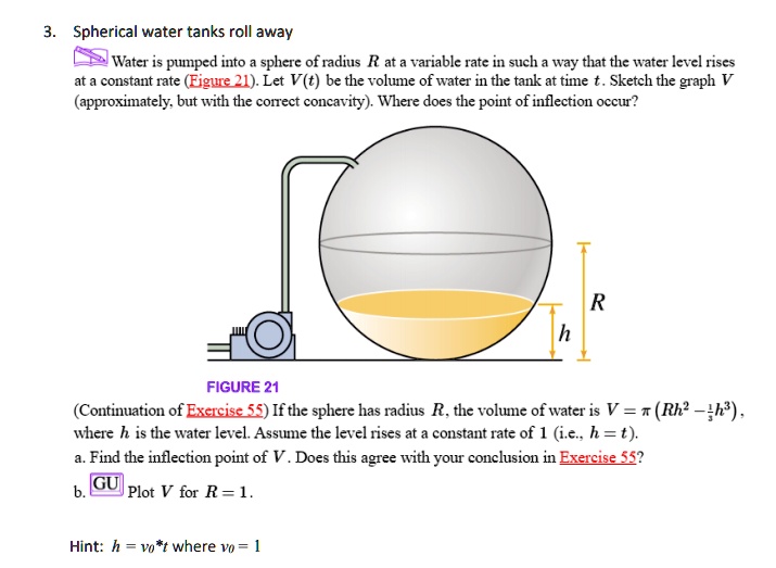 SOLVED: Spherical water tanks roll away Water is pumped into sphcre of ...