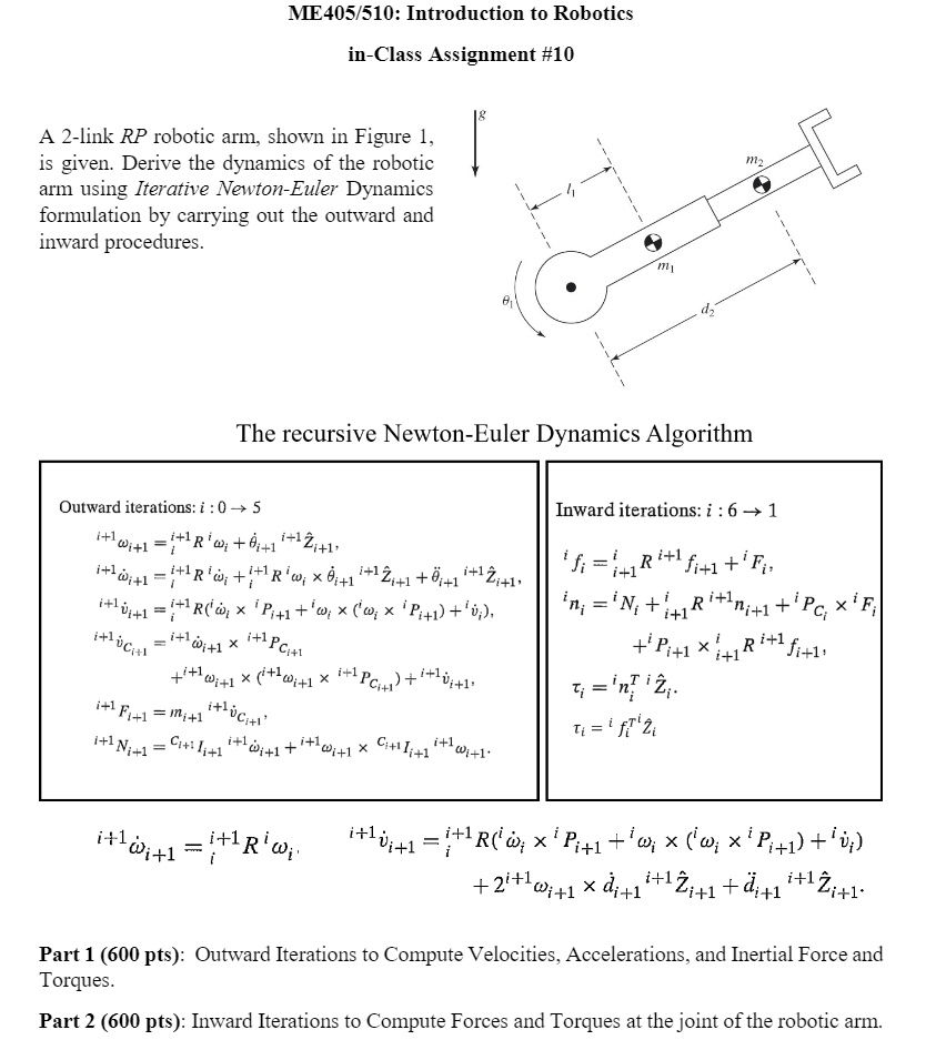 Solved Me405510 Introduction To Robotics In Class Assignment 10 A 2 Link Rp Robotic Arm