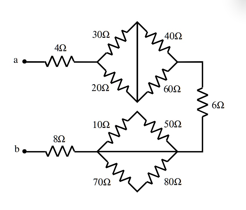 SOLVED: For the following circuits calculate the equivalent resistance between points a and b ...