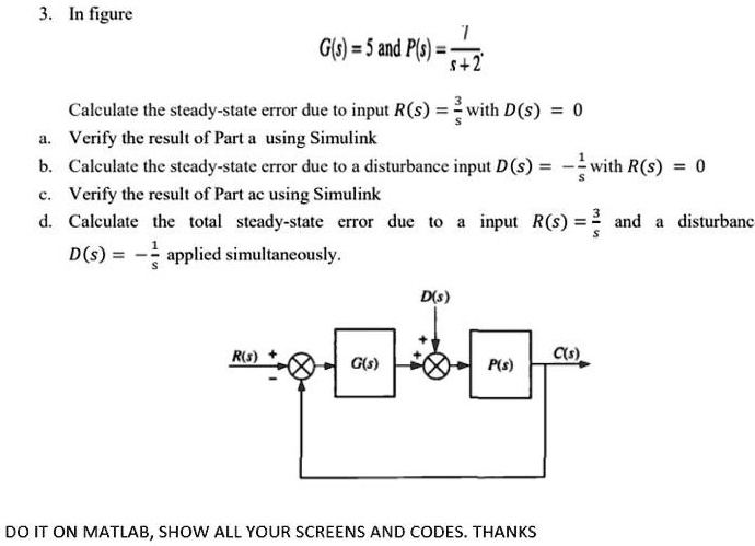 3. In figure G(s) = 5 and P(s) = (1)/(s+2) Calculate the steady-state error due to input R(s ...