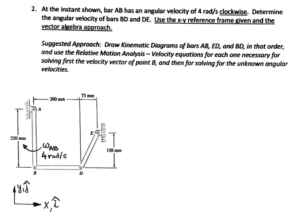 2 At The Instant Shown Bar Ab Has An Angular Velcity Of 4 Rads Clockwise Determine The Angular