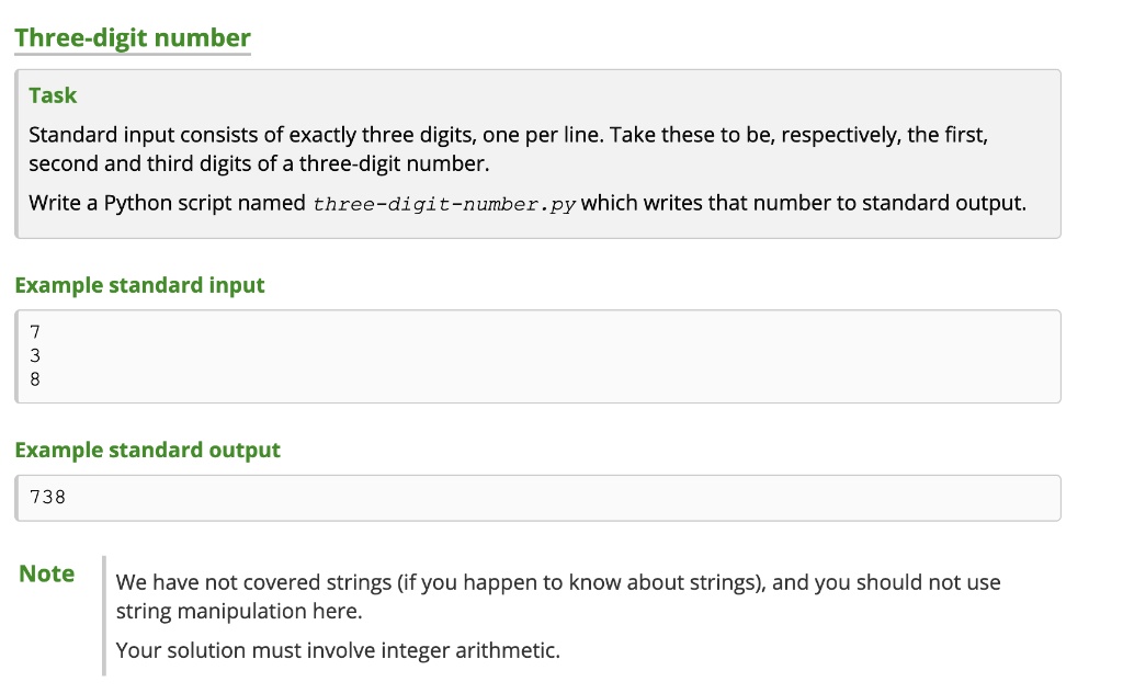 Solved Three Digit Number Task Standard Input Consists Of Exactly Three Digits One Per Line