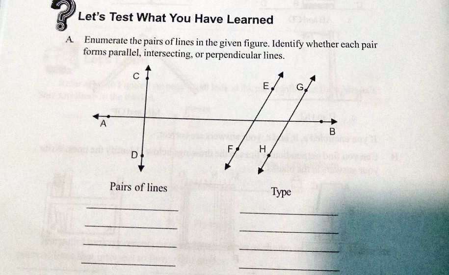 SOLVED: "Let's Test What You Have LearnedEnumerate the pairs of lines ...
