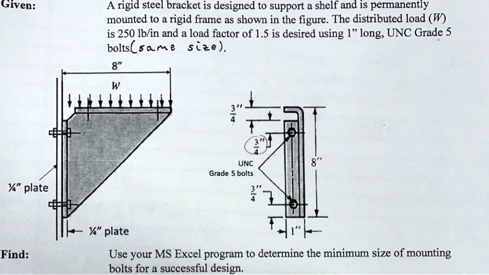SOLVED: A rigid steel bracket is designed to support a shelf and is ...