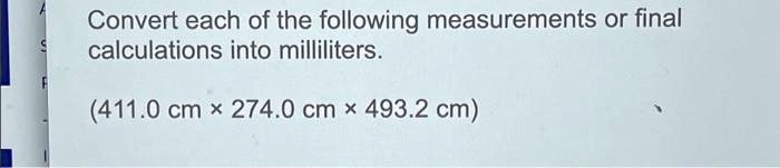 SOLVED: A Convert each of the following measurements or final ...