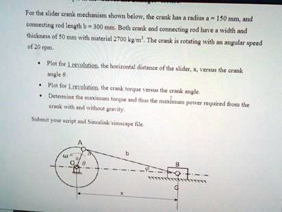 For the slider crank mechanism shown below, the crank has a radius a ...