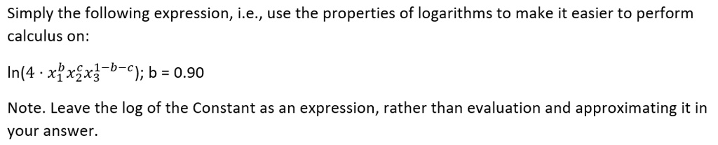 Simply the following expression, i.e., use the properties of logarithms to make it easier to ...
