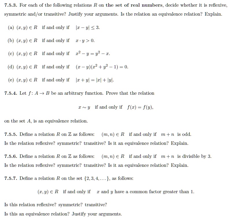 753 for each of the following relations r on the set of real numbers decide whether it is ...