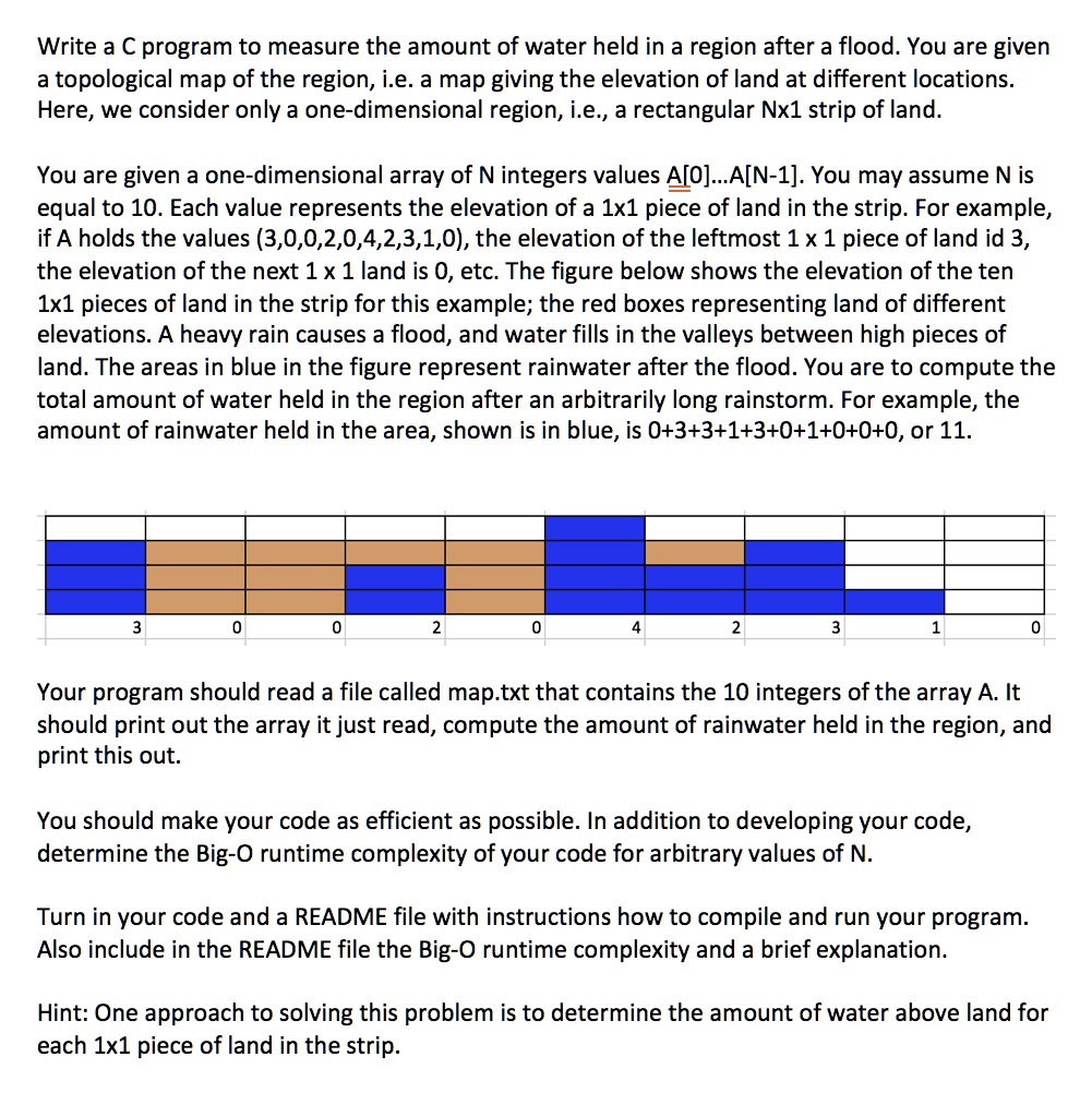 SOLVED: Write a C program to measure the amount of water held in a ...
