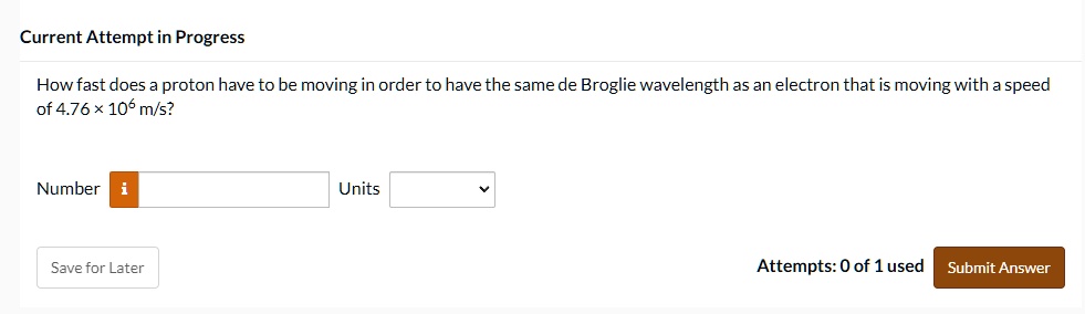 SOLVED: Text: Current Attempt in Progress How fast does a proton have to be moving in order to ...