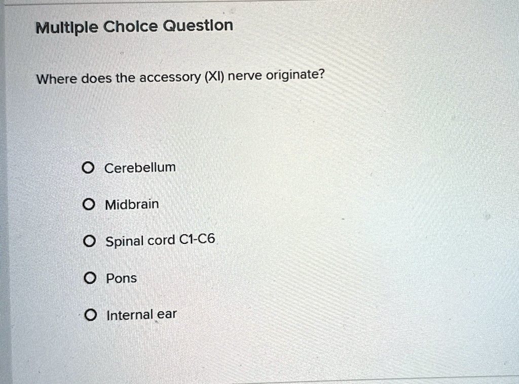 Multiple Choice Question Where does the accessory (XI) nerve originate ...