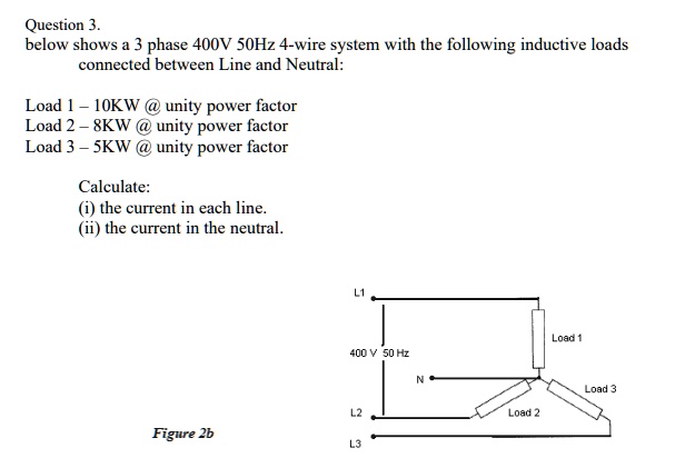 Question 3. below shows a 3 phase 400V 50Hz 4-wire system with the ...