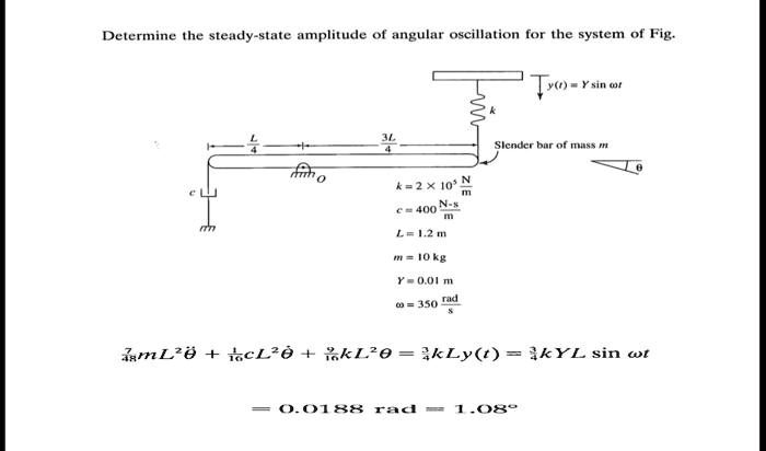 Determine the steady-state amplitude of angular oscillation for the ...