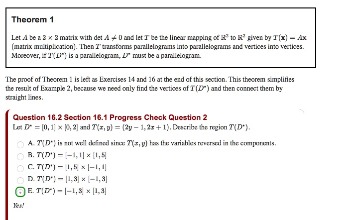 SOLVED: Theorem: Let A be a matrix with det A â‰ 0 and let T be the ...