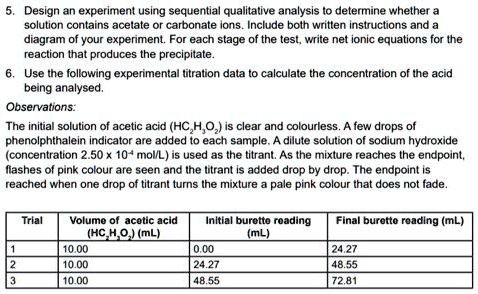 5. Design an experiment using sequential qualitative analysis to determine whether a solution ...