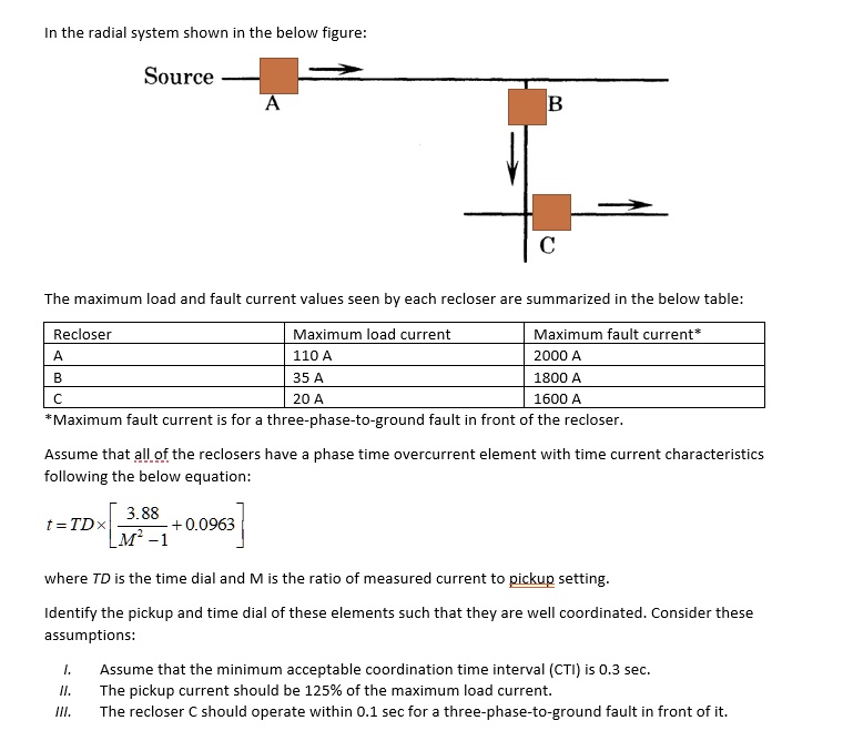 SOLVED: In the radial system shown in the below figure: Source The maximum load and fault ...