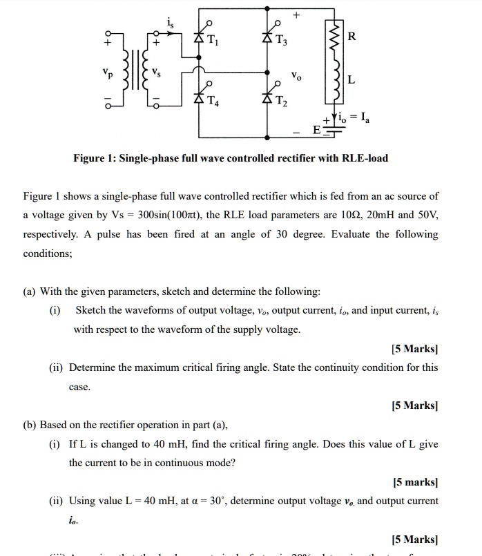 Figure 1: Single-phase full wave controlled rectifier with RLE-load Figure 1 shows a single ...