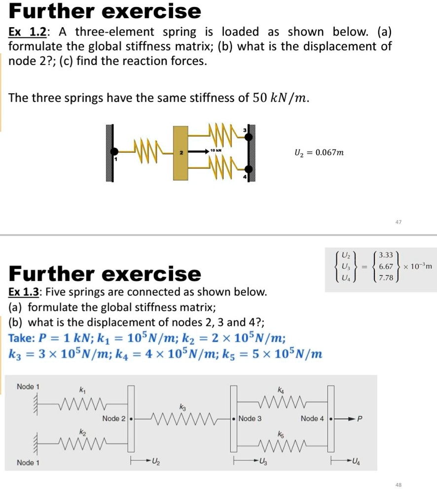 SOLVED: Further exercise Ex 12: A three-element spring is loaded as shown below: (a) formulate ...